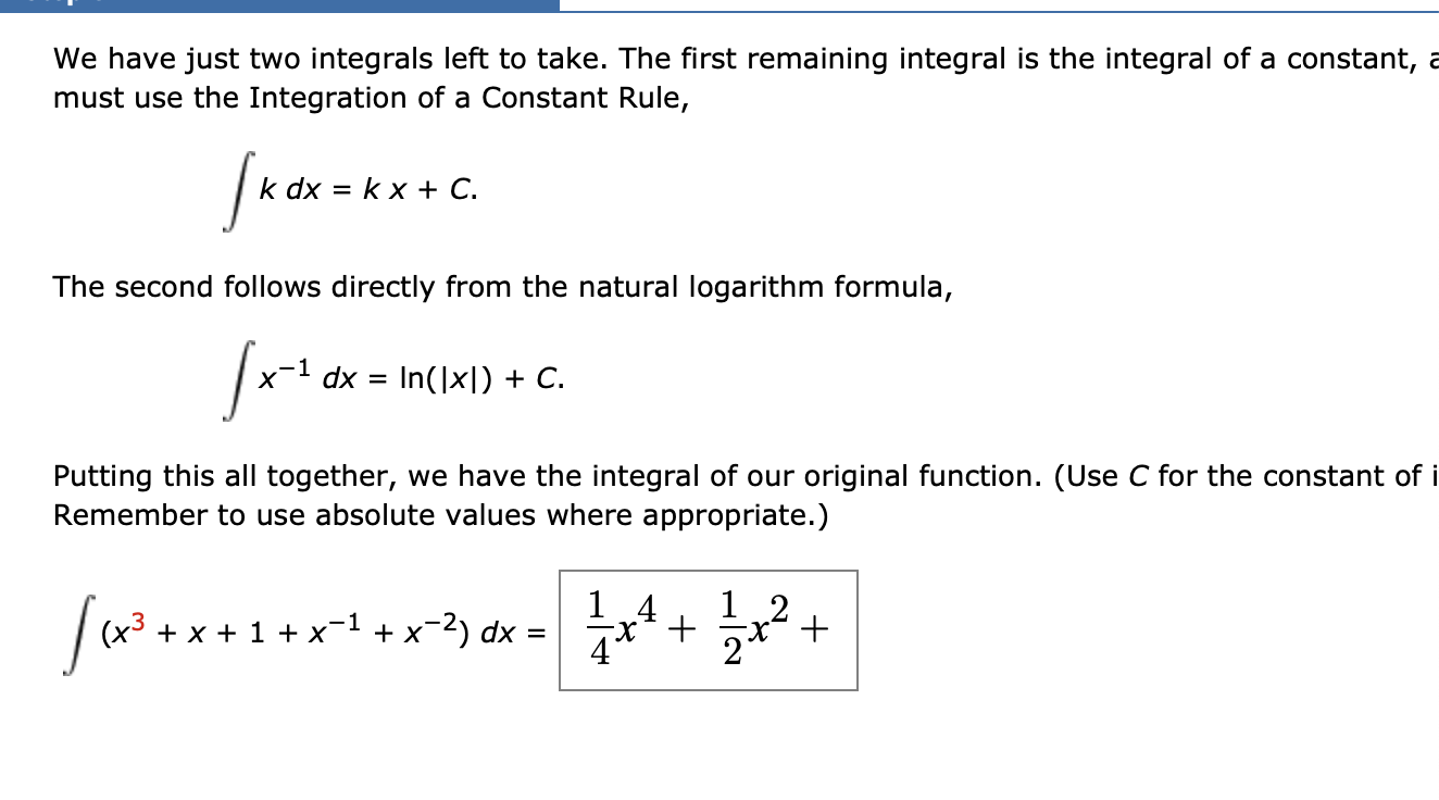 Solved We have just two integrals left to take. The first | Chegg.com