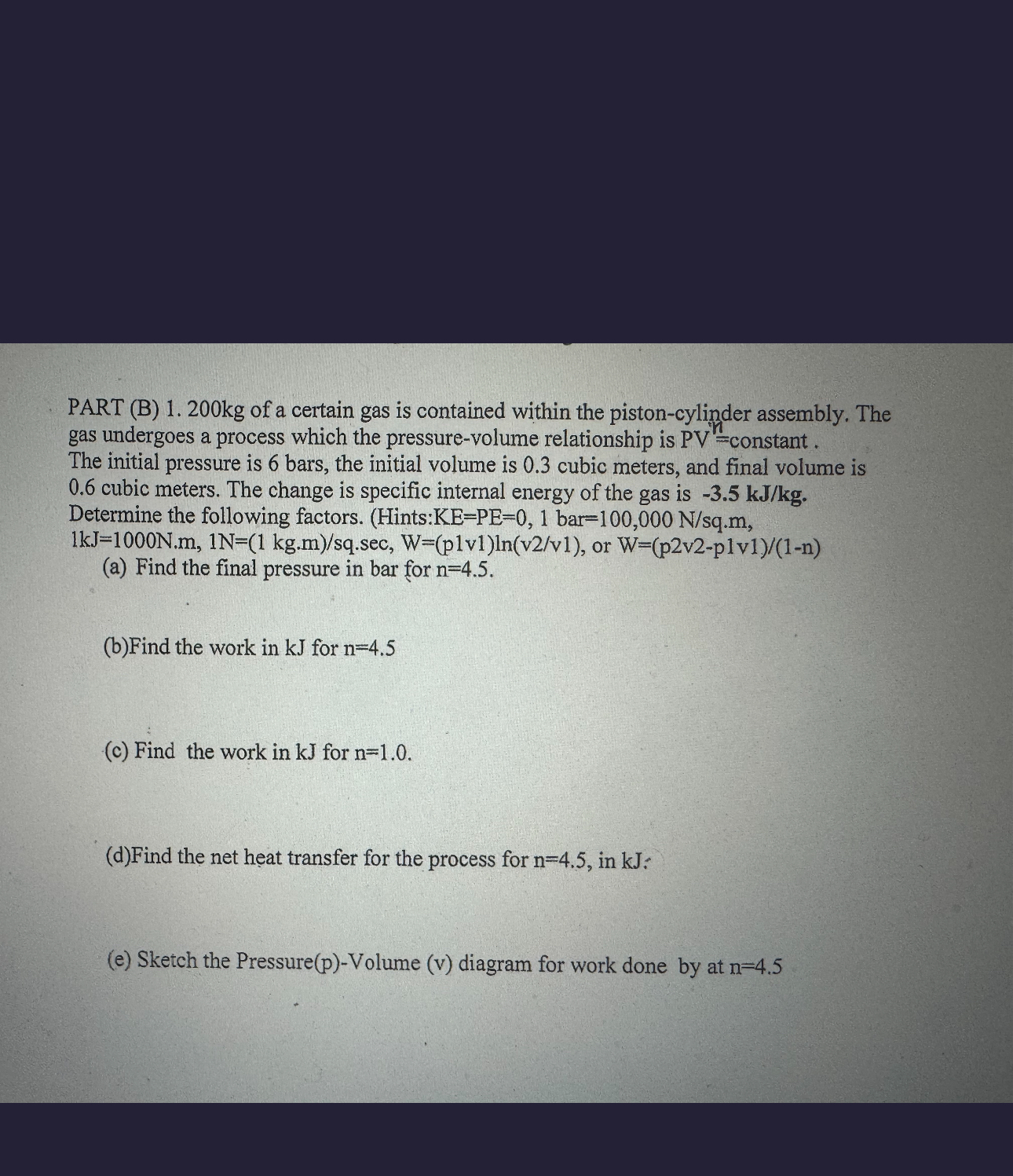 Solved PART (B) 1.200kg ﻿of a certain gas is contained | Chegg.com