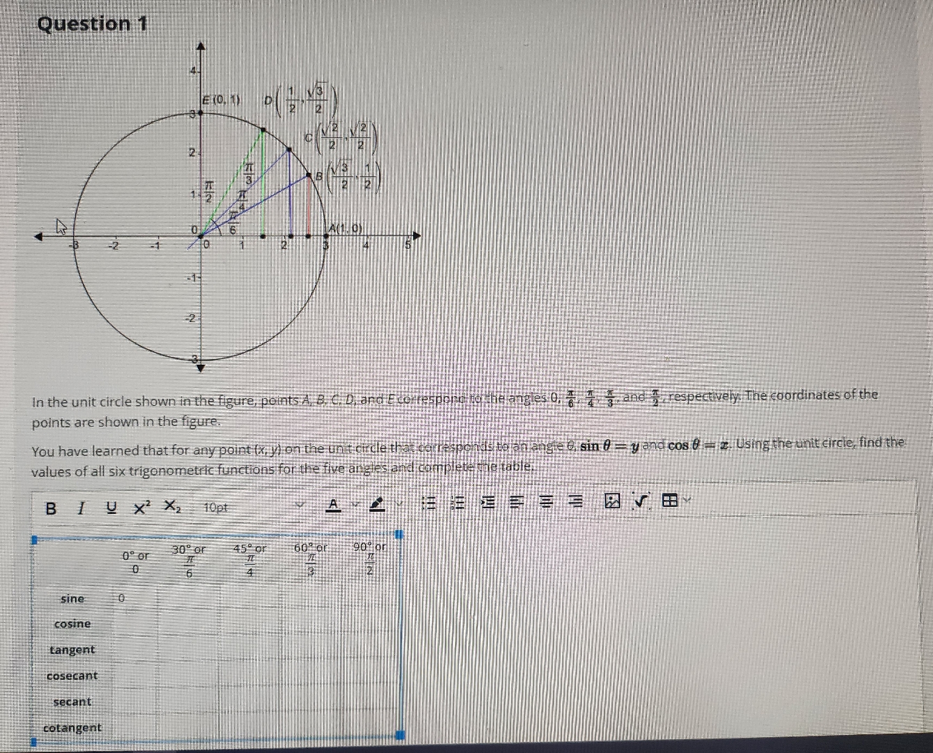 Solved Question 1 ﻿points are shown in the figure. values of | Chegg.com
