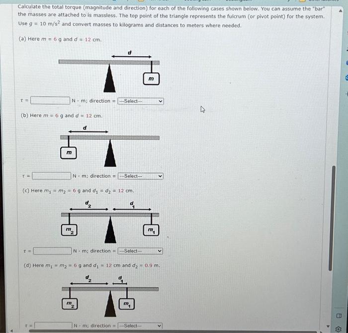 Solved Calculate the total torque (magnitude and direction) | Chegg.com