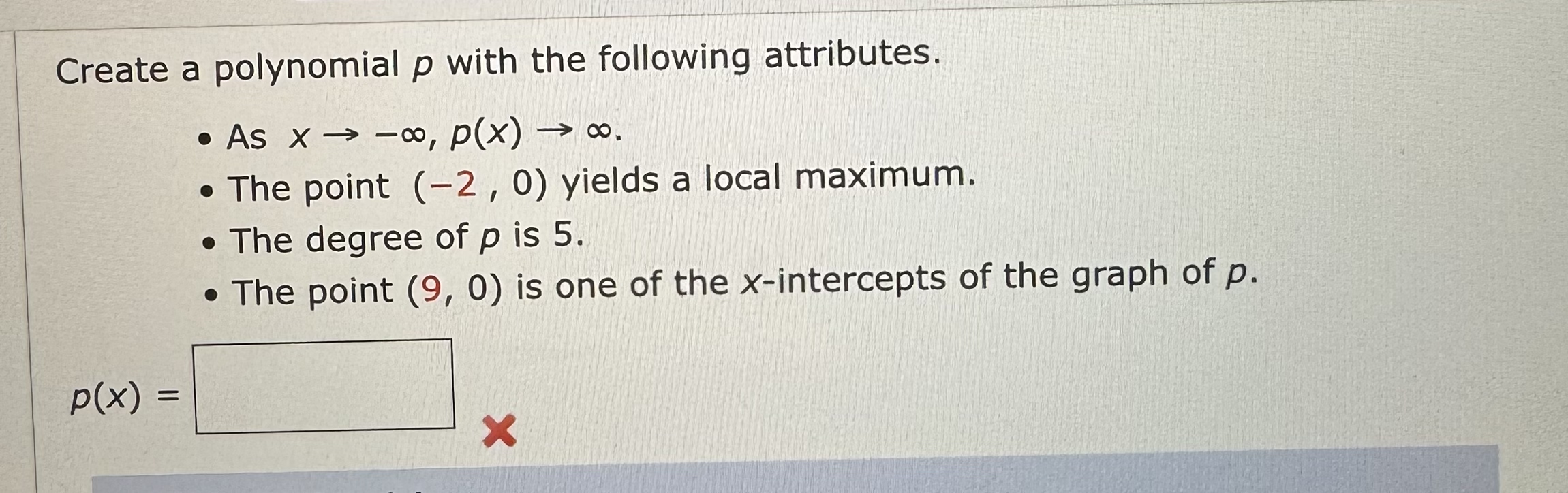 Solved Create a polynomial p ﻿with the following | Chegg.com