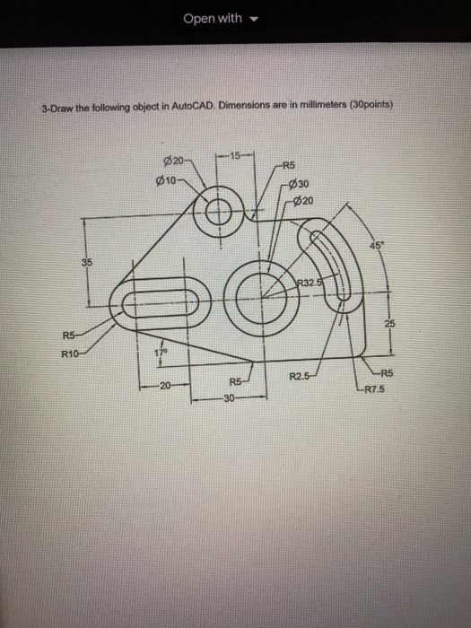 Solved Open with 3-Draw the following object in AutoCAD. | Chegg.com