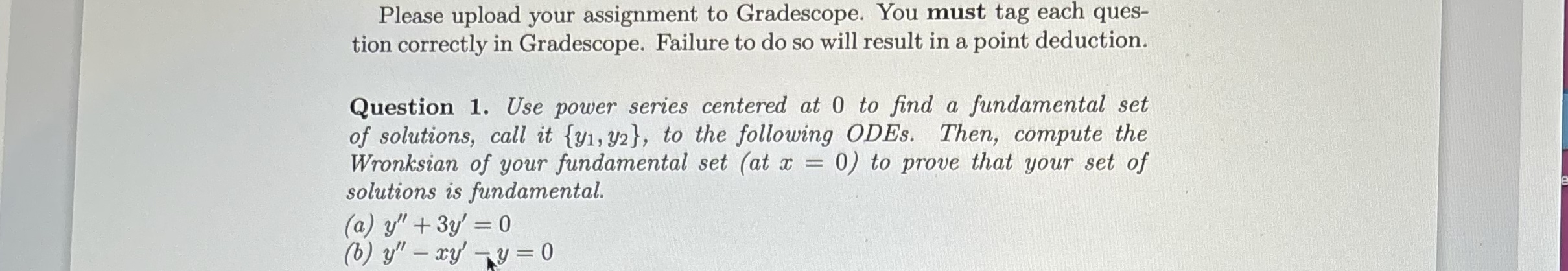 Solved Please upload your assignment to Gradescope. You must | Chegg.com