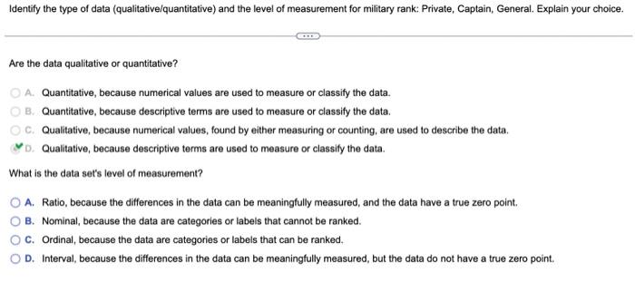 Solved Are the data qualitative or quantitative? A. | Chegg.com