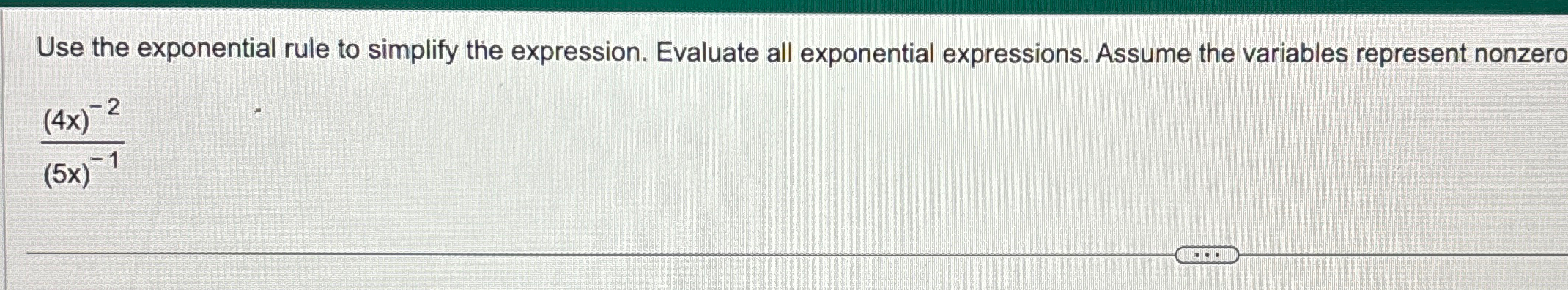 Solved Use the exponential rule to simplify the expression. | Chegg.com