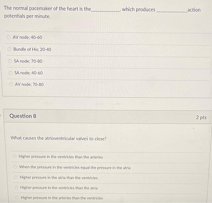 Solved The normal pacemaker of the heart is the , which | Chegg.com