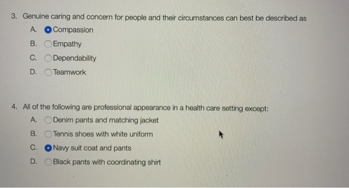 Solved 3. Genuine caring and concern for people and their | Chegg.com