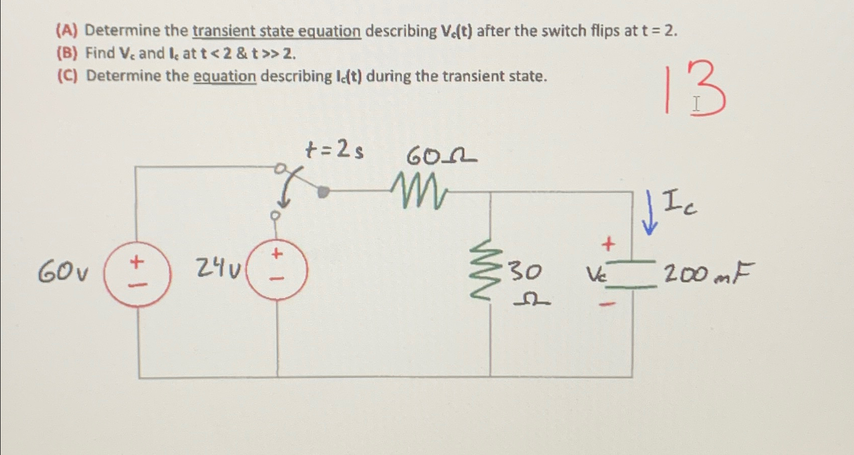 Solved (A) ﻿Determine the transient state equation | Chegg.com