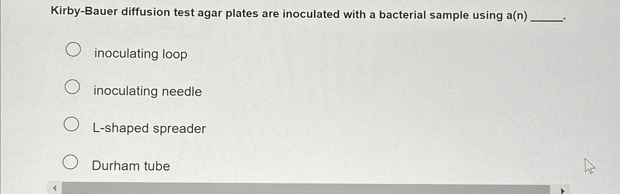 Solved Kirby-Bauer diffusion test agar plates are inoculated | Chegg.com