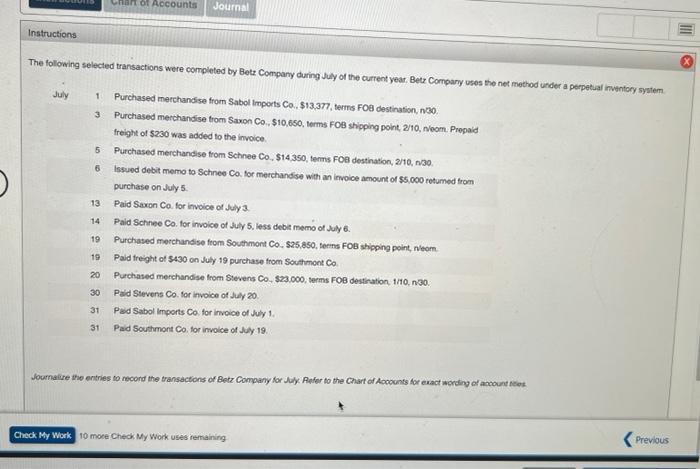 Solved The following selected transactions were completed by | Chegg.com