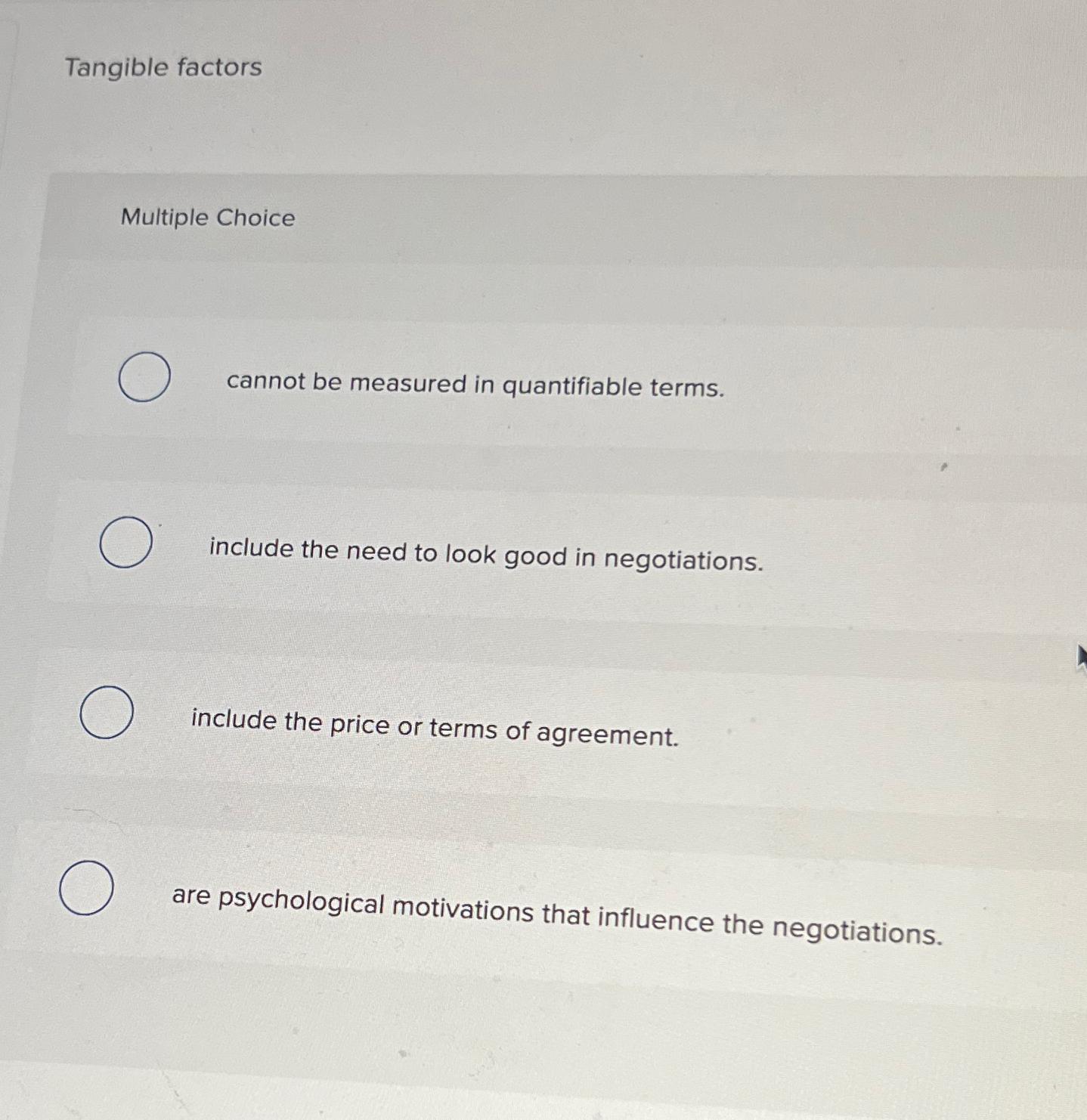 Solved Tangible factorsMultiple Choicecannot be measured in | Chegg.com