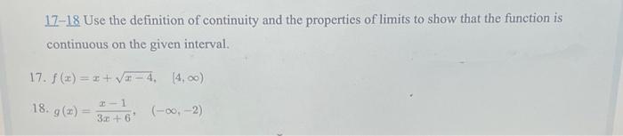 Solved 17−18 Use the definition of continuity and the | Chegg.com