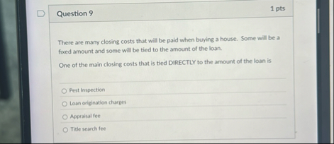 Solved Question 91 ﻿ptsThere are many closing costs that | Chegg.com
