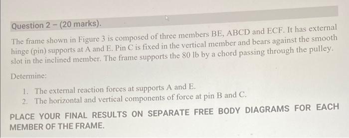 Solved The frame shown in Figure 3 is composed of three | Chegg.com