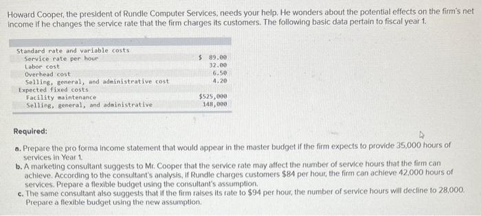 Solved Howard Cooper, the president of Rundle Computer | Chegg.com