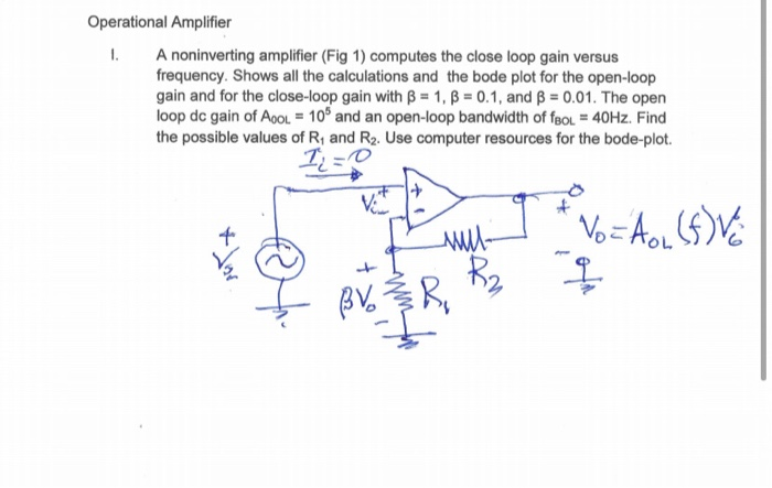 Solved Operational Amplifier 1. A noninverting amplifier | Chegg.com