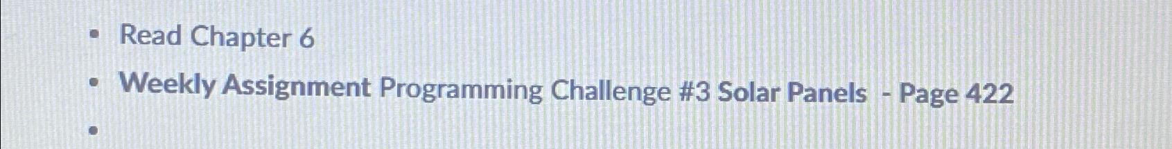 Read Chapter 6Weekly Assignment Programming Challenge | Chegg.com