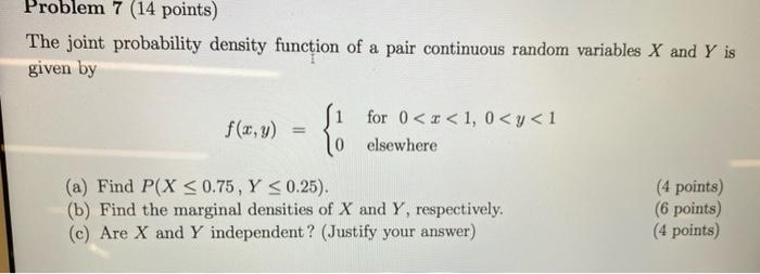 Solved The joint probability density function of a pair | Chegg.com