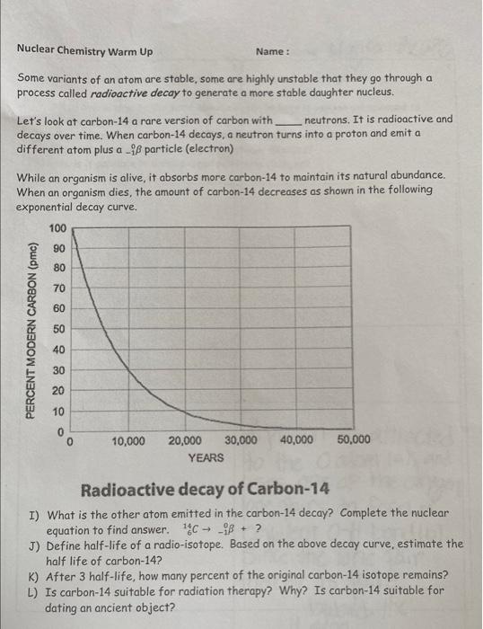 Solved Nuclear Chemistry Warm Up Name : Some variants of an | Chegg.com