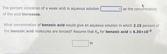 Solved The percent ionization of a weak acid in aqueous | Chegg.com