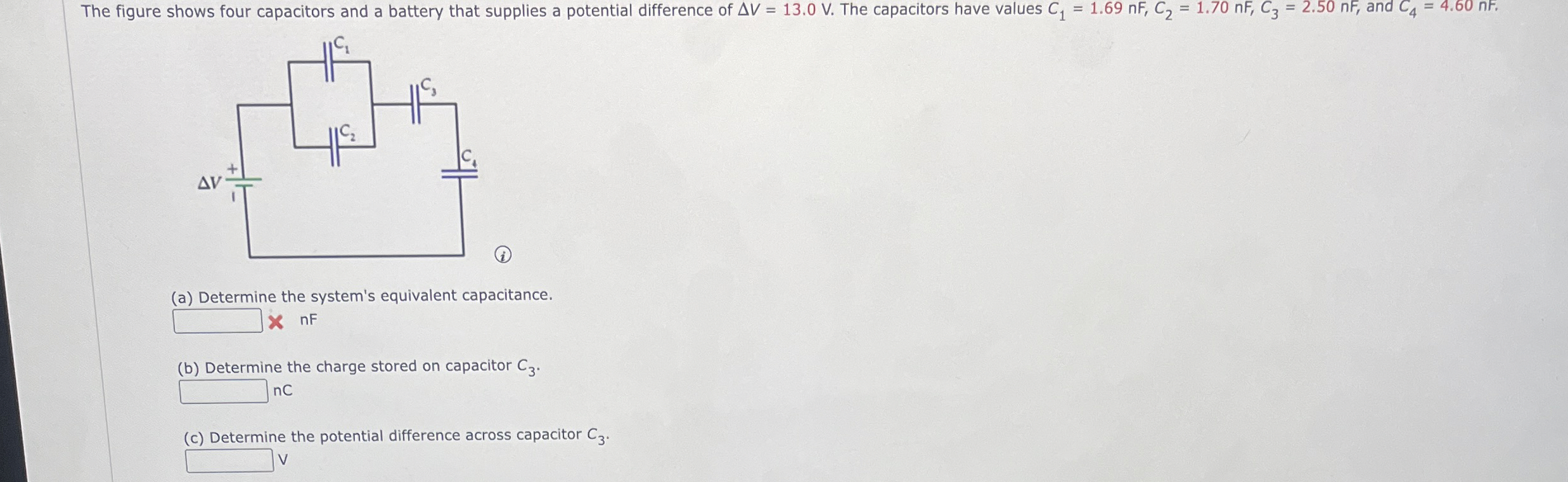 Solved The figure shows four capacitors and a battery that | Chegg.com
