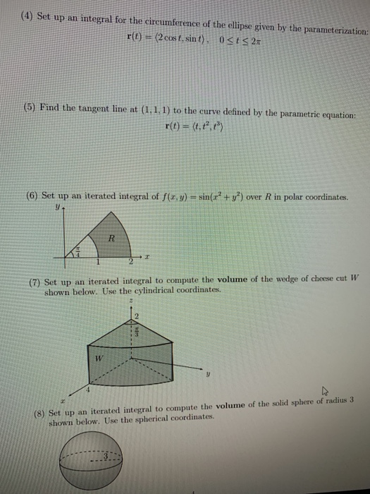 Solved (4) Set up an integral for the circumference of the | Chegg.com