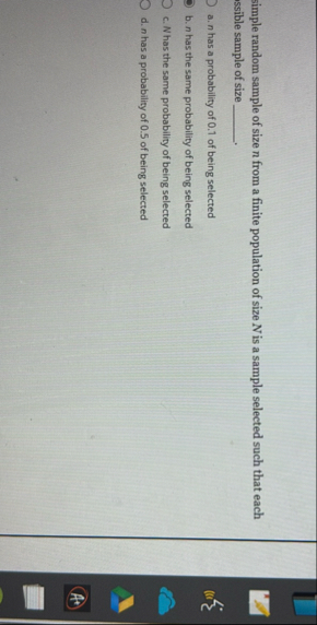 Solved simple random sample of size n ﻿from a finite | Chegg.com