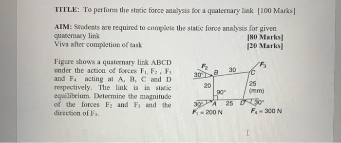Solved TITLE: To perform the static force analysis for a | Chegg.com