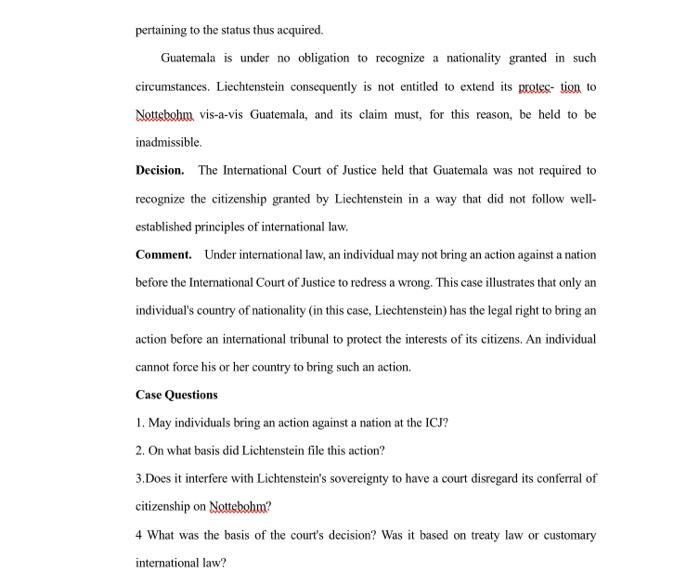 Solved BACKGROUND AND FACTS Nottebohm was born in Germany in | Chegg.com