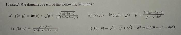 Solved Sketch the domain of each of the following functions | Chegg.com