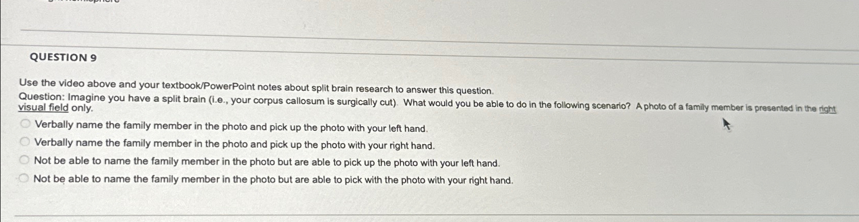 Solved QUESTION 9Use the video above and your | Chegg.com