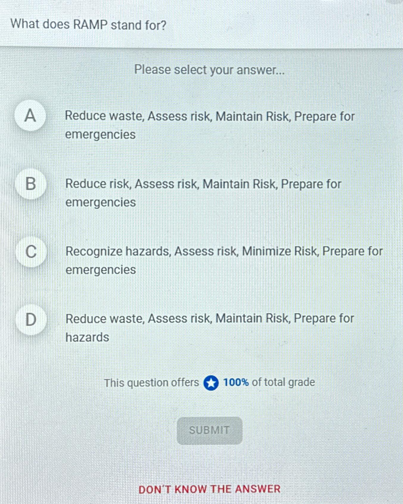 Solved What does RAMP stand for?Please select your | Chegg.com