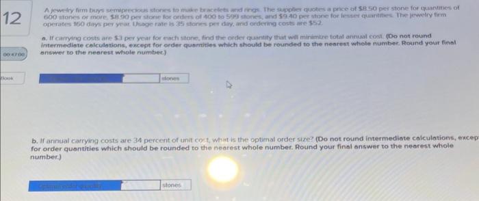 Solved intermediate colculotions, encept for order quomities | Chegg.com