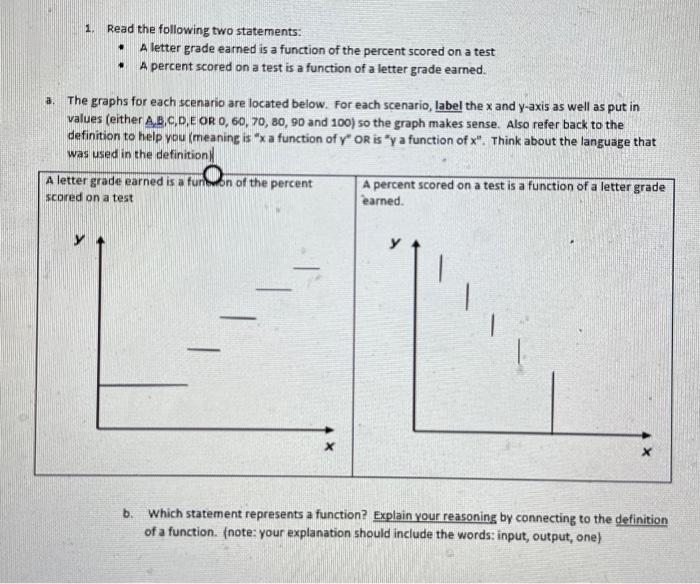 Solved 1. Read the following two statements: A letter grade | Chegg.com