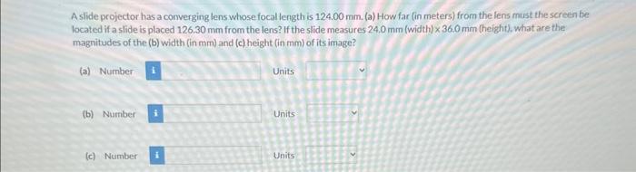 Solved A slide projector has a converging lens whose focal | Chegg.com