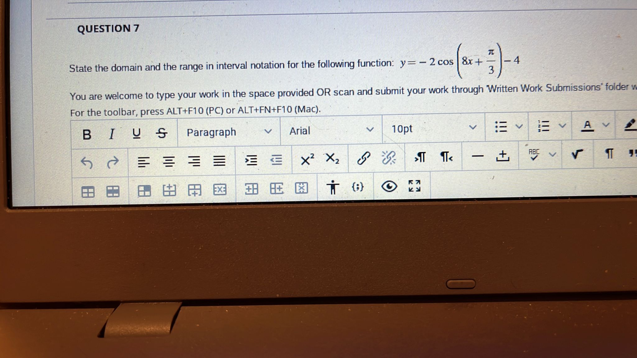 Solved State the domain and the range in interval notation | Chegg.com