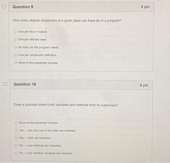 Solved How many objects (instances) of a given class can | Chegg.com