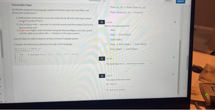 Solved Polymorphic Types An ML-like programming language | Chegg.com