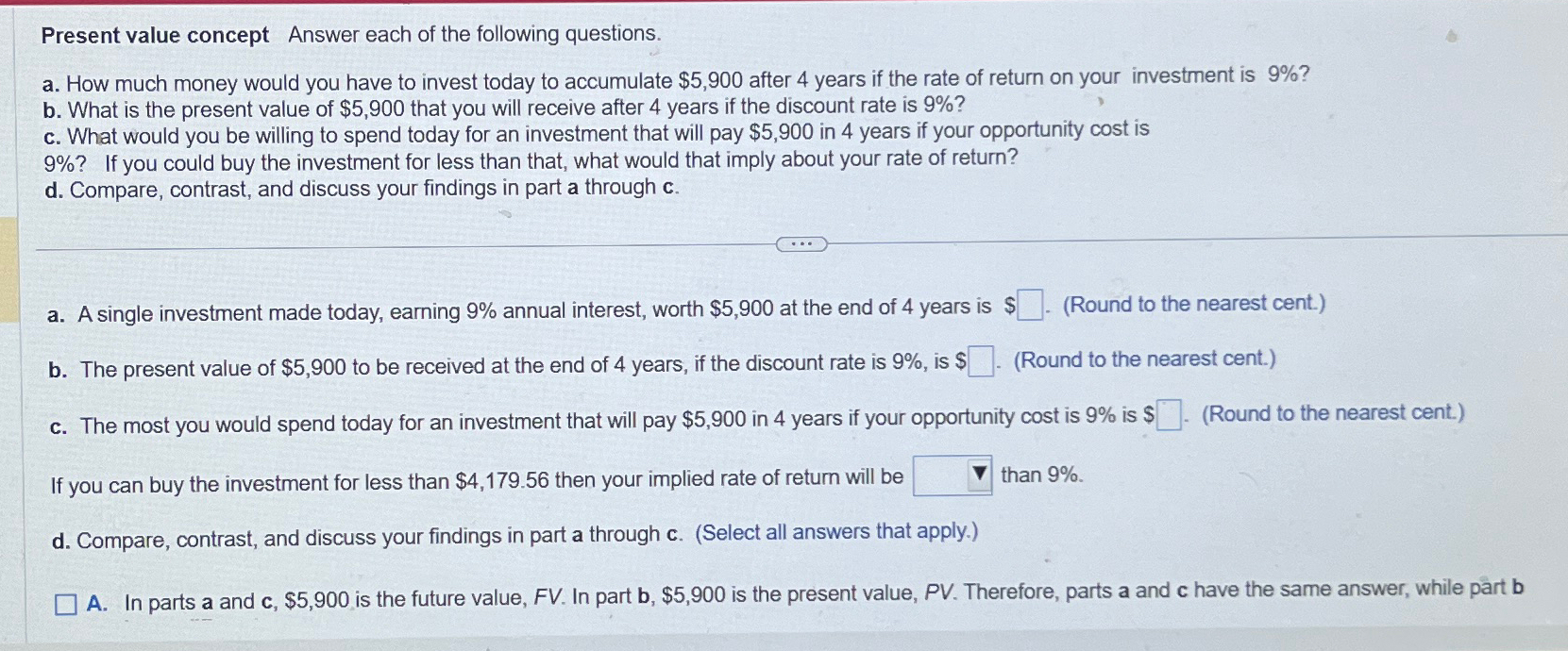 Solved Present value concept Answer each of the following | Chegg.com