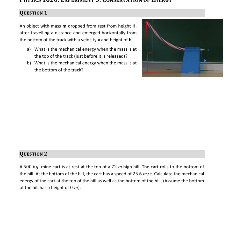 Solved QUeSTION 1An object with mass m ﻿dropped from rest | Chegg.com