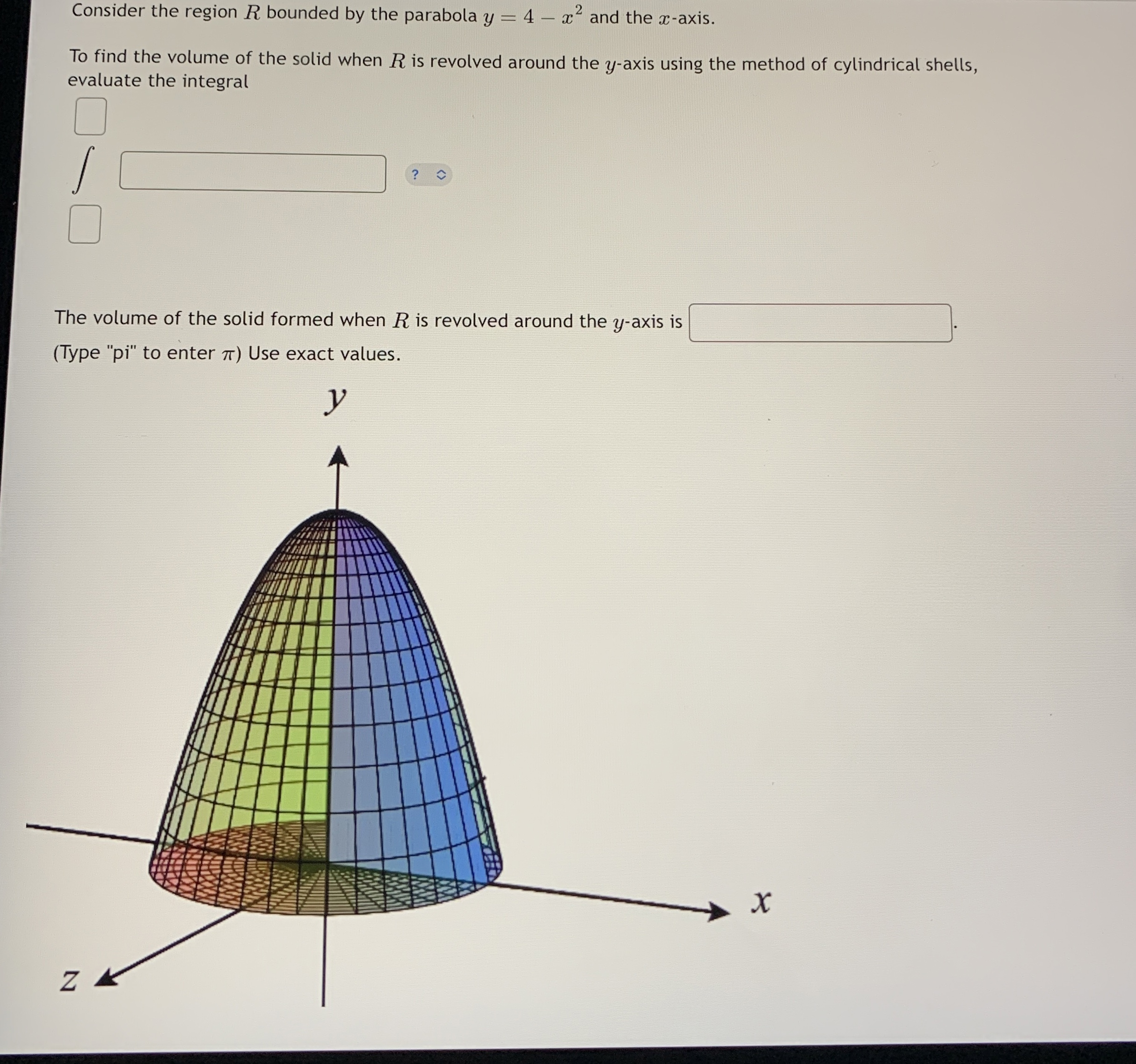 Solved Consider the region R ﻿bounded by the parabola y=4-x2 | Chegg.com