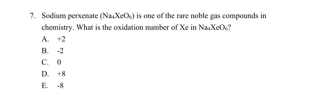 Solved Sodium perxenate (Na4xeO6) ﻿is one of the rare noble | Chegg.com