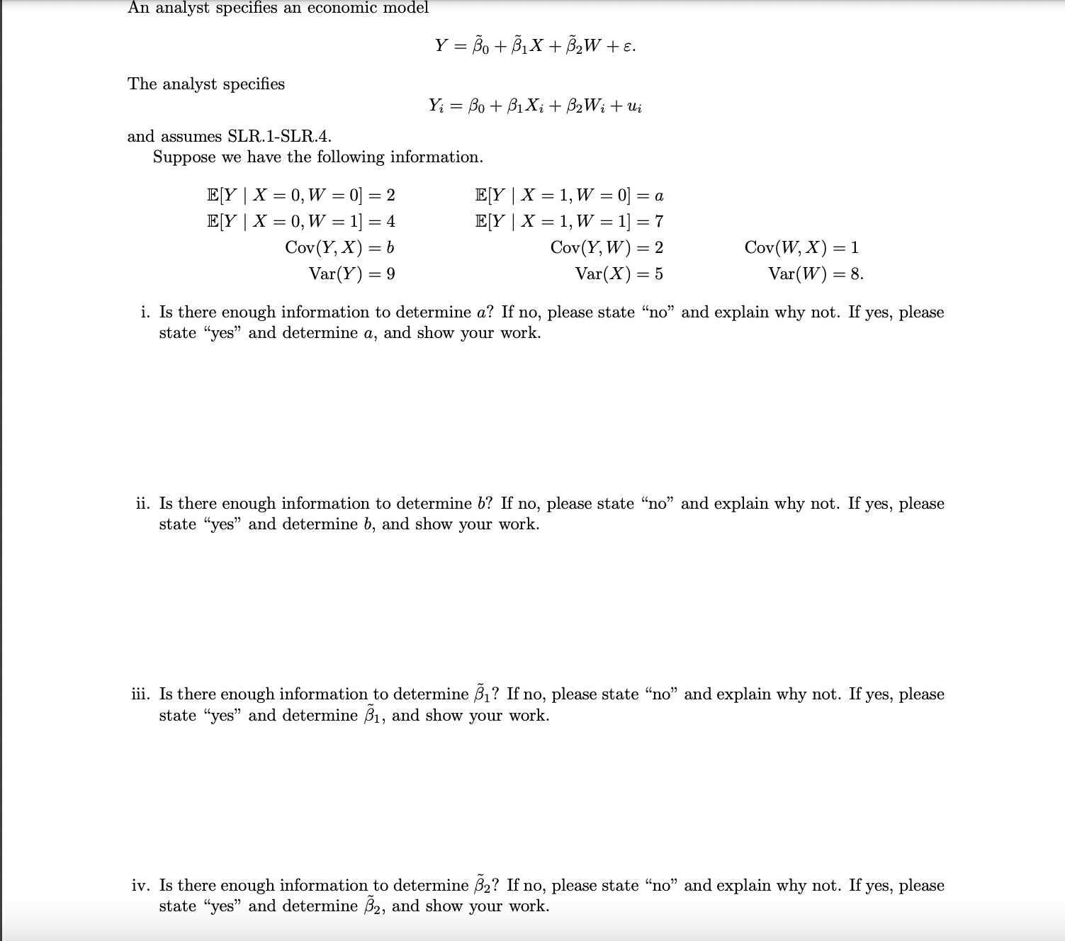 Solved An analyst specifies an economic | Chegg.com