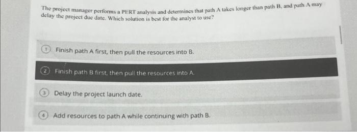 Solved The project manager performs a PERT analysis and | Chegg.com