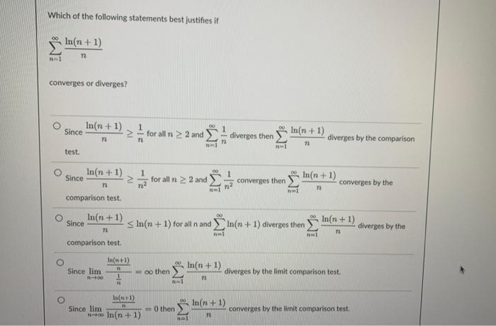 Solved Which of the following statements best justifies if | Chegg.com