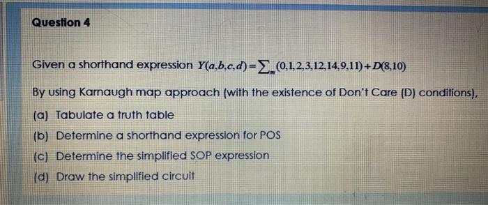 Solved Question 4 Given a shorthand expression | Chegg.com