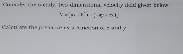 Solved Consider the steady, two-dimensional velocity field | Chegg.com