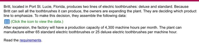 Solved Data table Requirements 1. Identify the constraining | Chegg.com