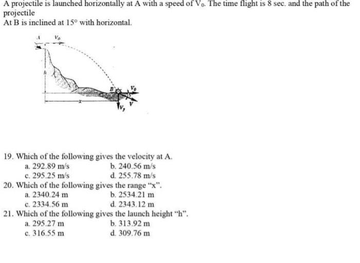 Solved A projectile is launched horizontally at A with a | Chegg.com