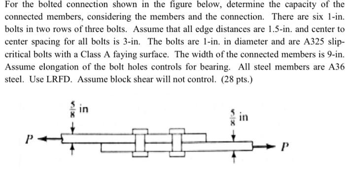Solved For the bolted connection shown in the figure below, | Chegg.com